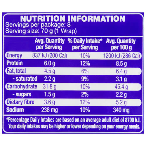 Large White Wraps 8 Pack 560g